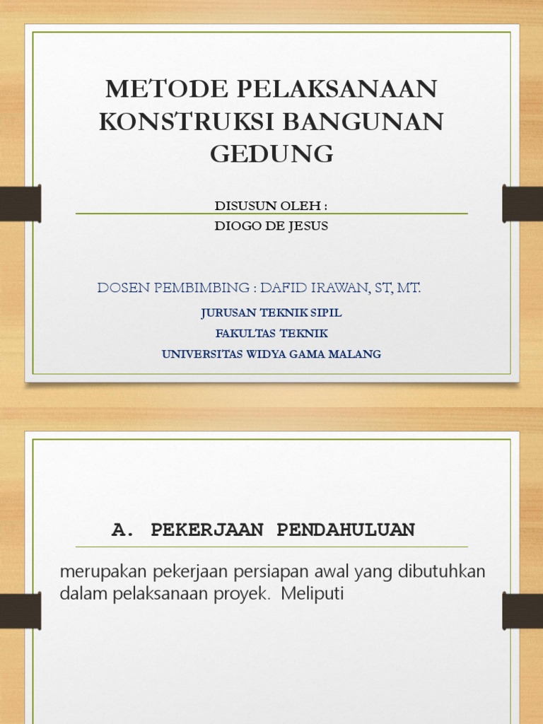 Metode Pelaksanaan Konstruksi Bangunan Gedung | PDF
