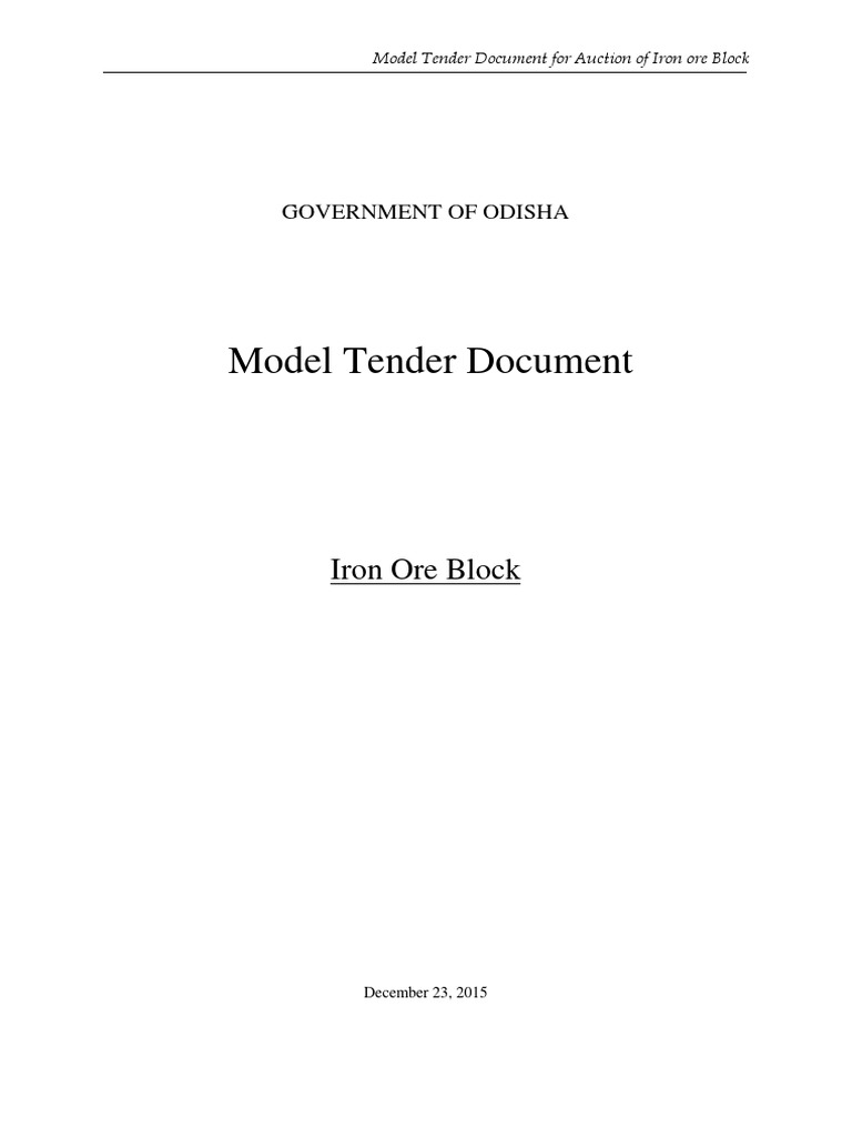 Odisha Model Tender Document Iron Ore | PDF | Auction | Mining