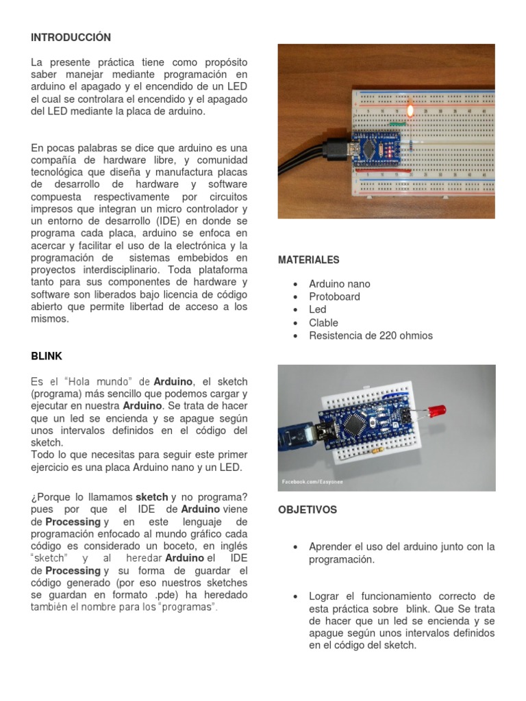 Blink | PDF | Arduino | Entorno de desarrollo integrado