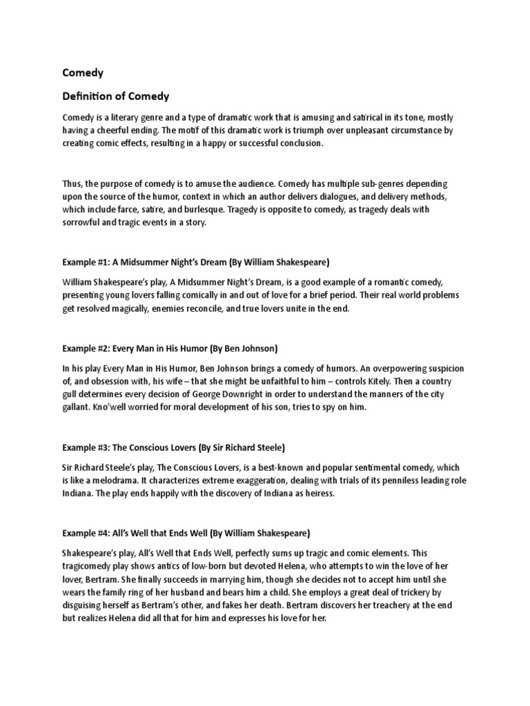 What is Comedy? Examples of Comedy Genres | PDF | Comedy | Paradise Lost