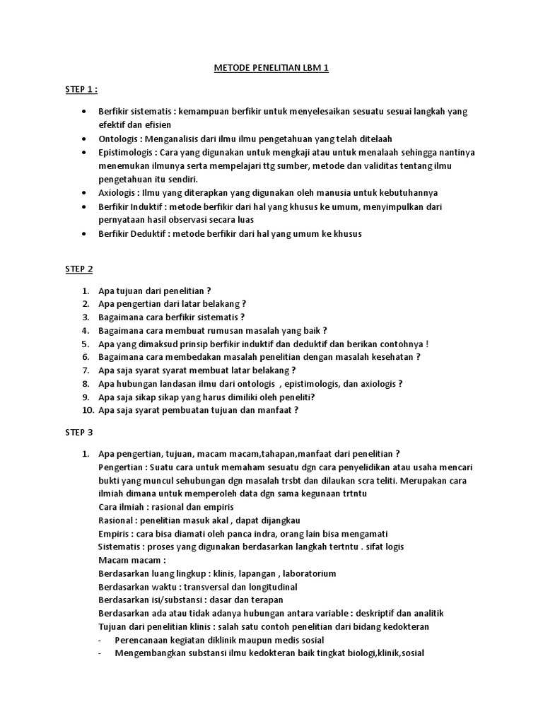 Metode Penelitian LBM 1 | PDF