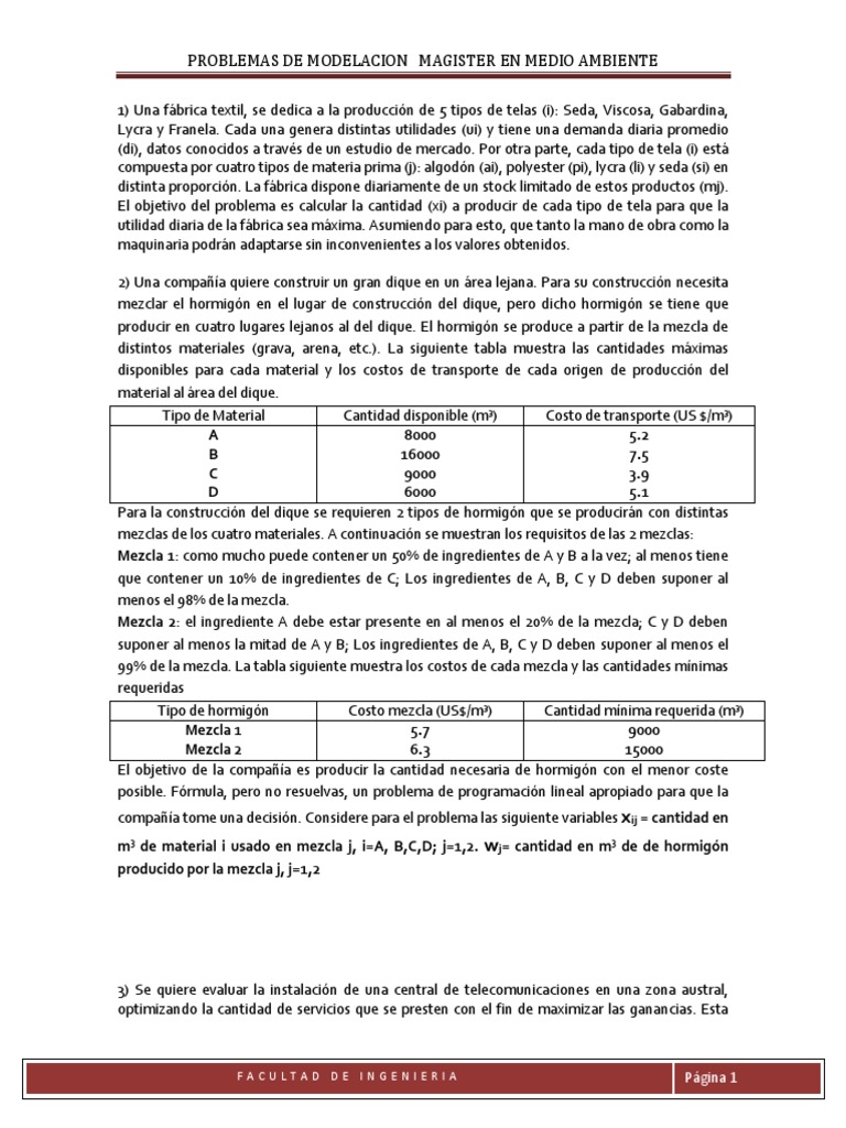 Modelación de Problemas de Optimización Ambiental | PDF | Cerveza ...