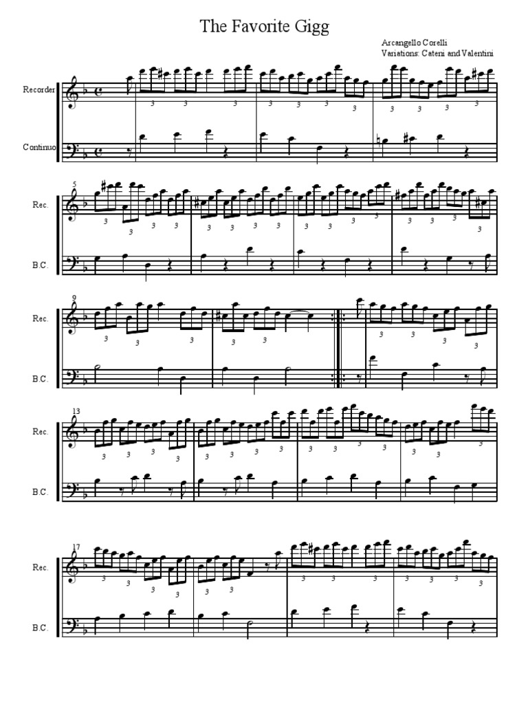 Arcangello Corelli Variations: Cateni and Valentini | PDF