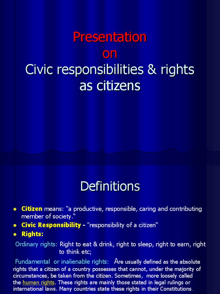 1 - Civic Responsibilities & Rights As Citizens | PDF | Rights | Public ...
