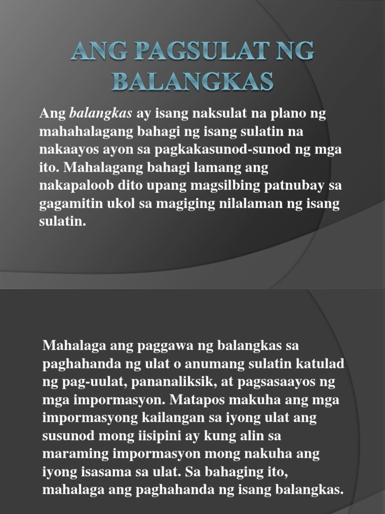 Pagsulat NG Balangkas | PDF
