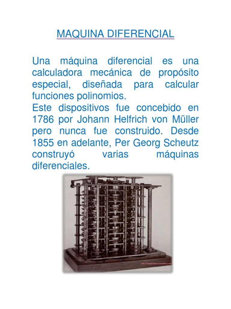 Máquina Diferencial: Origen y Función | PDF