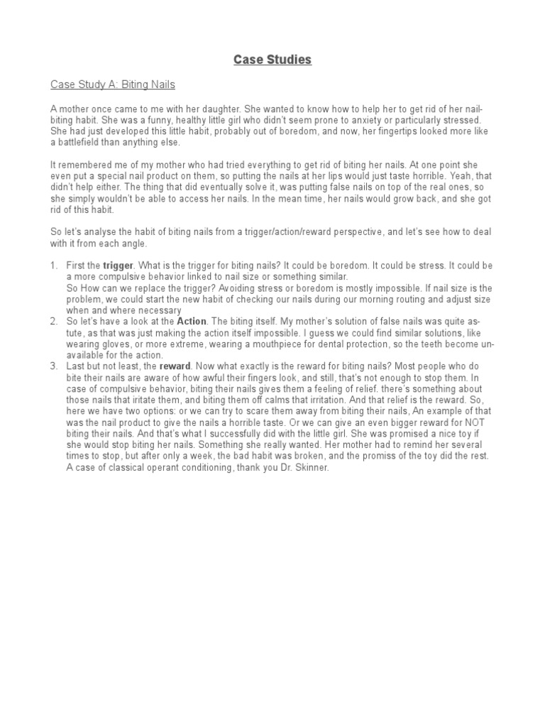 Breaking Habits Case Studies | PDF | Habits | Reward System