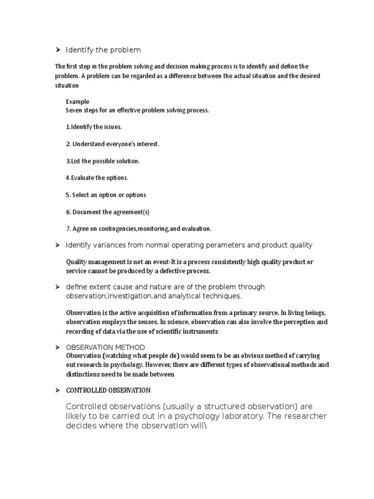 Identify The Problem | PDF | Observation | Causality