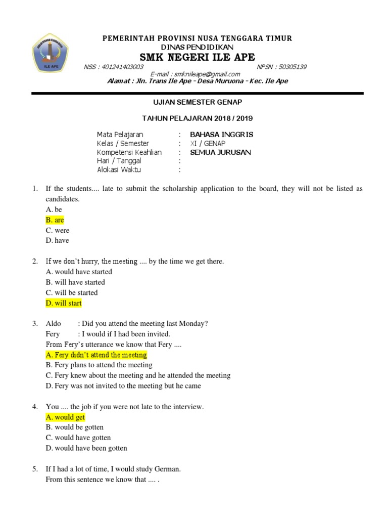 Soal Ujian Semester | PDF | Refrigerator | Nature