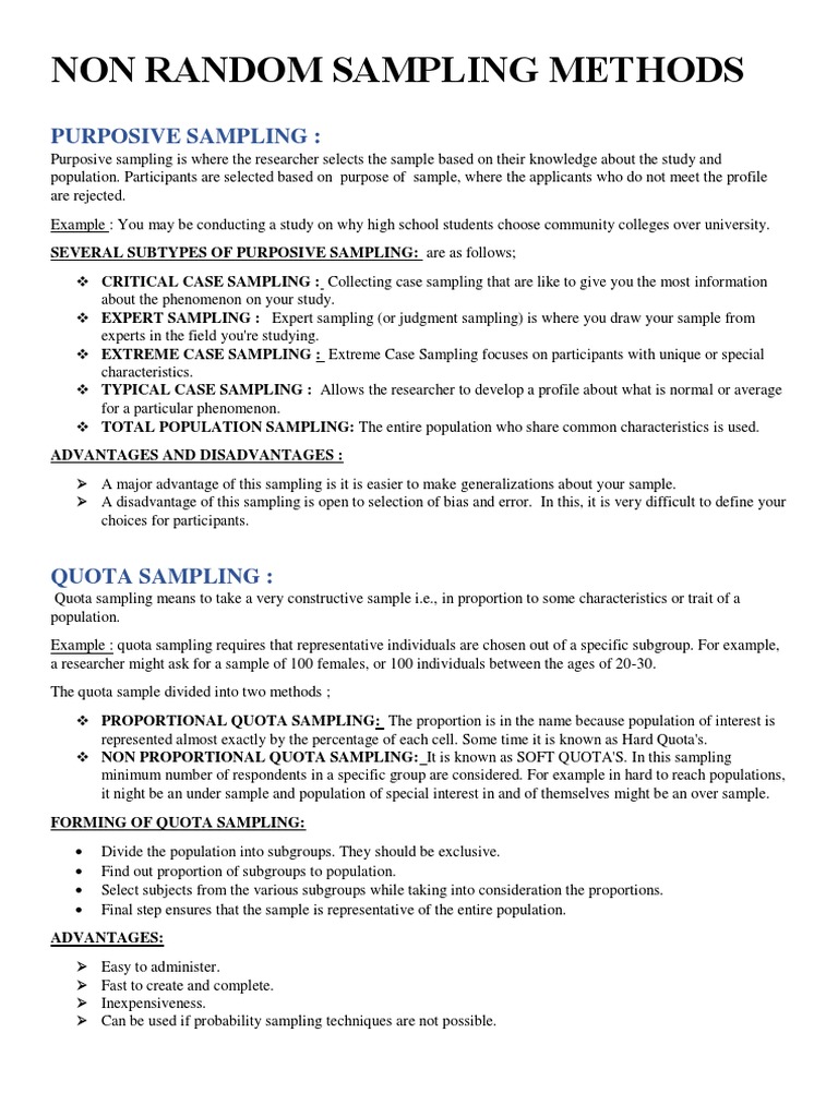 Non Random Sampling Methods | PDF | Sampling (Statistics) | Hypothesis