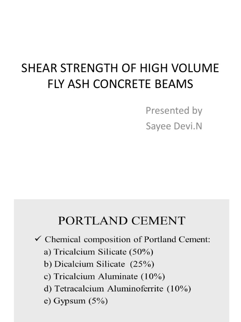 Shear Strength of High Volume Fly Ash Concrete | PDF