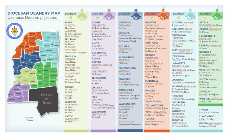 2018 Deanery Map For Catholic Diocese of Jackson | PDF | Roman Era ...