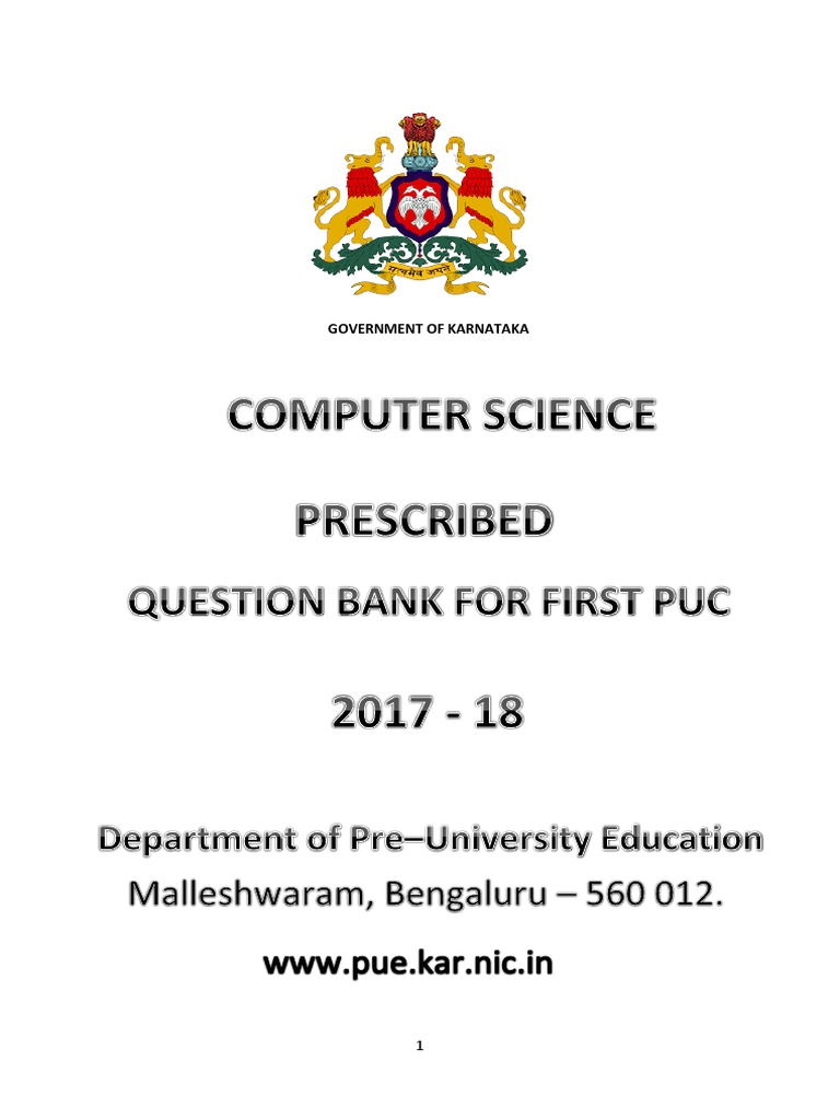 Karnataka 1st PUC Question Bank - COMPUTER SCIENCE | PDF | Operating ...