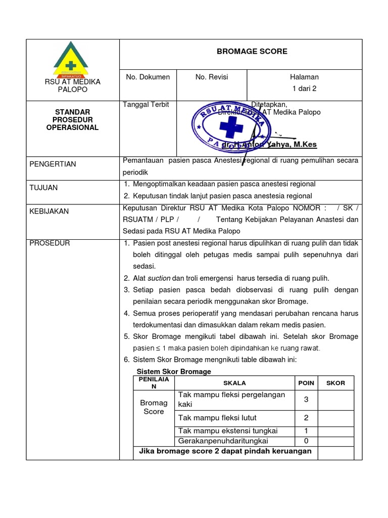 SPO Bromage Skore | PDF