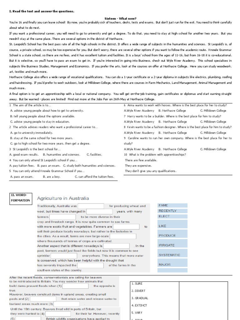 Reading Exercise | PDF | College | Test (Assessment)