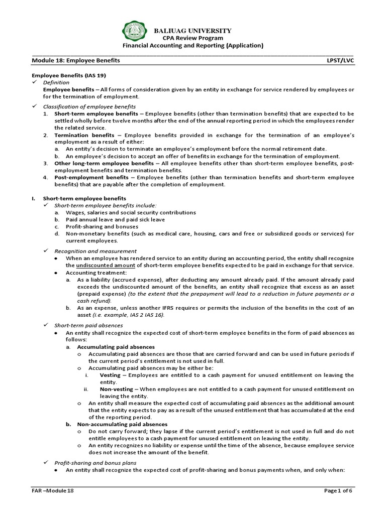 Employee Benefits Overview and Accounting | PDF | Defined Benefit ...