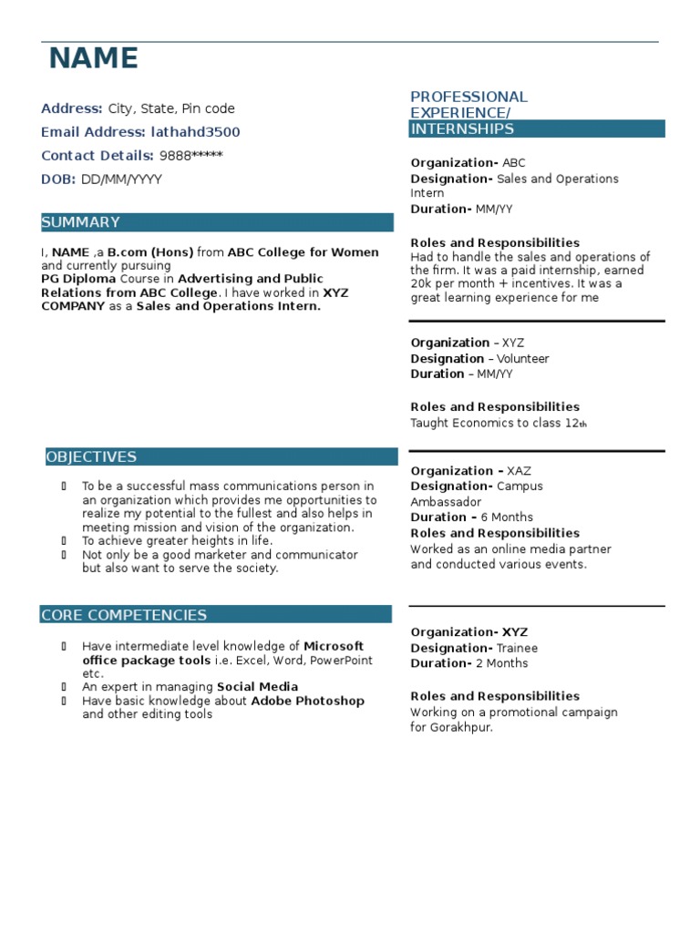 Internships: City, State, Pin Code | PDF | Advertising | Communication