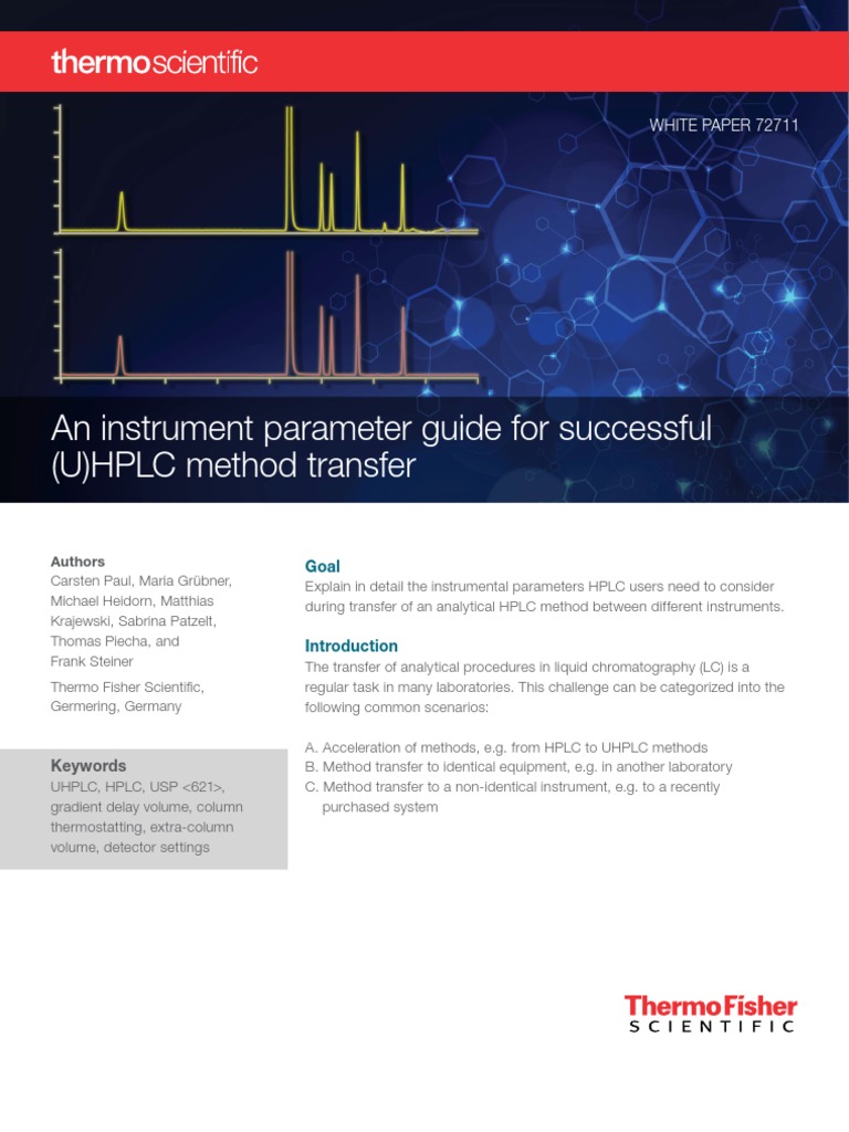 An Instrument Parameter Guide For Successful (U) HPLC Method Transfer ...