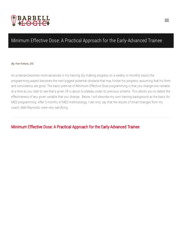 Barbell Logic Com Minimum Effective Dose A Practical Approach | PDF ...