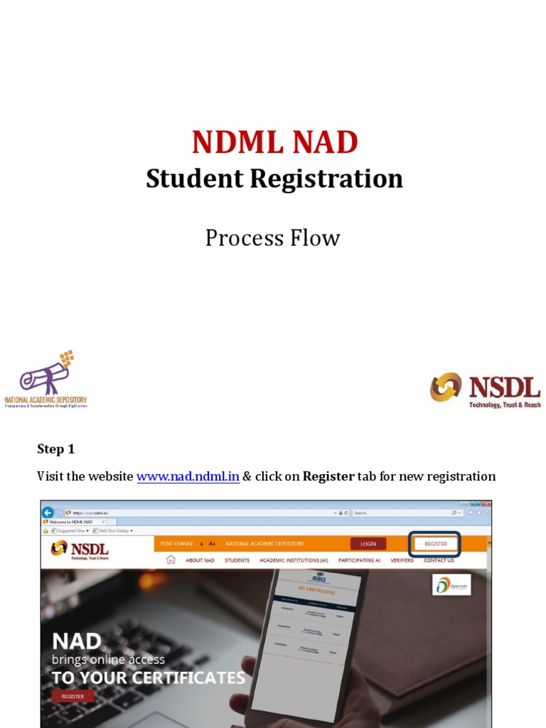 NDML NAD Student Registration Guide | PDF | Photograph | Login