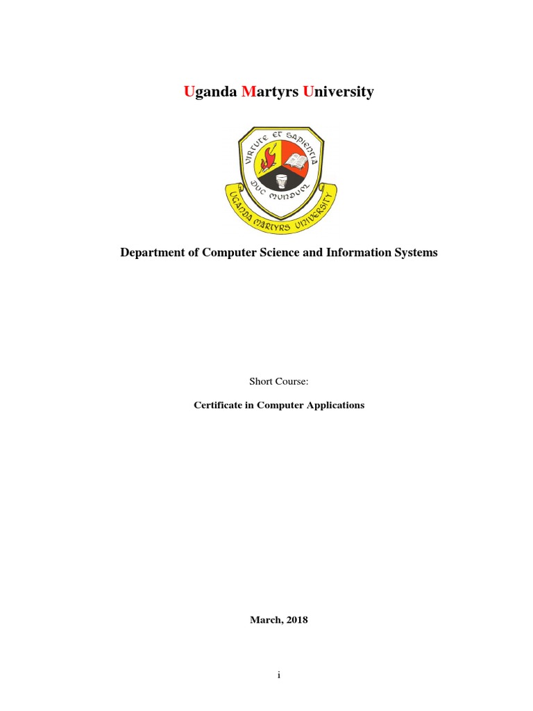 Certificate in Computer Applications | PDF | Science | University
