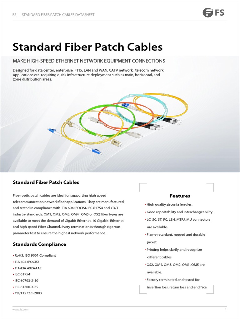 Standard Fiber Patch Cables: Make High-Speed Ethernet Network Equipment ...