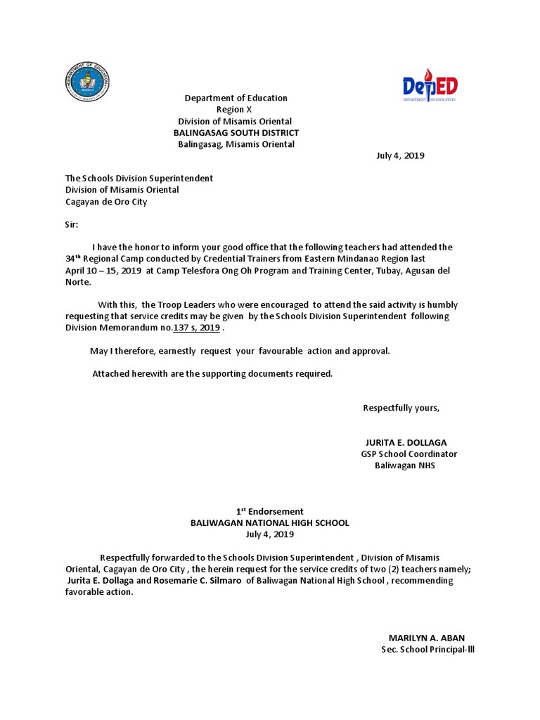 Endorsement Letter | PDF