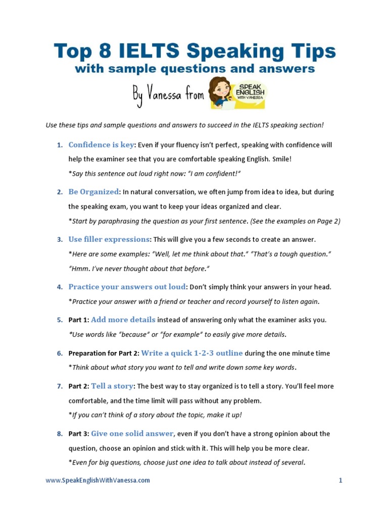 Top 8 Ielts Speaking Tips PDF | PDF