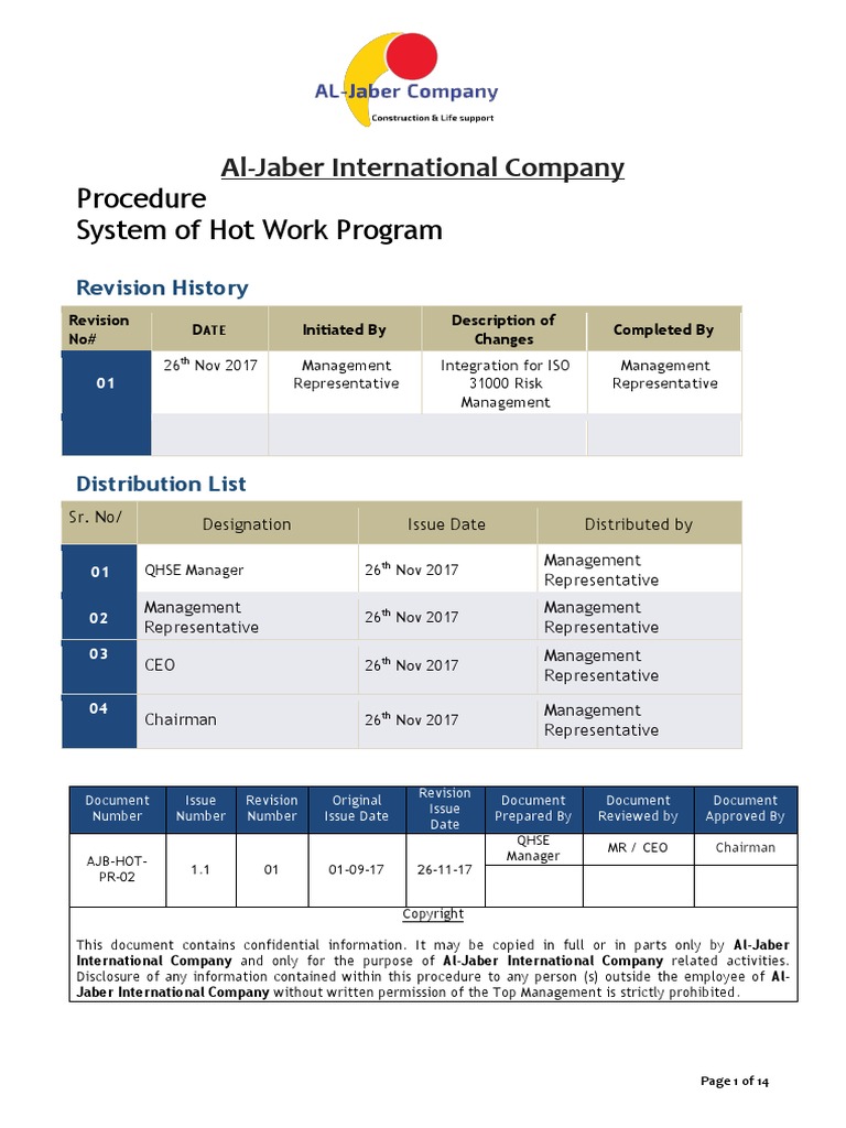 Hot Work Program | Download Free PDF | Fires | Fire Safety