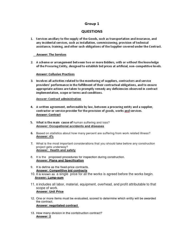 Group 1 Questions: Answer: The Services | PDF | Contractual Term | Justice