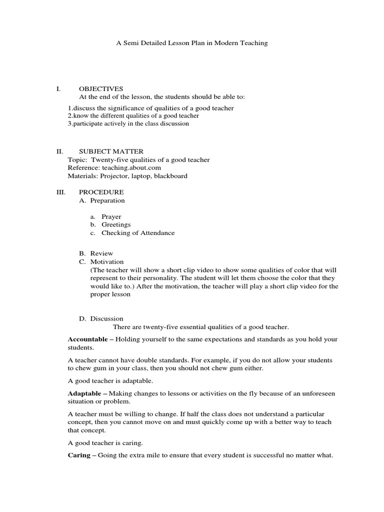 Lesson PLan in Modern Teaching | PDF | Lesson Plan | Teachers