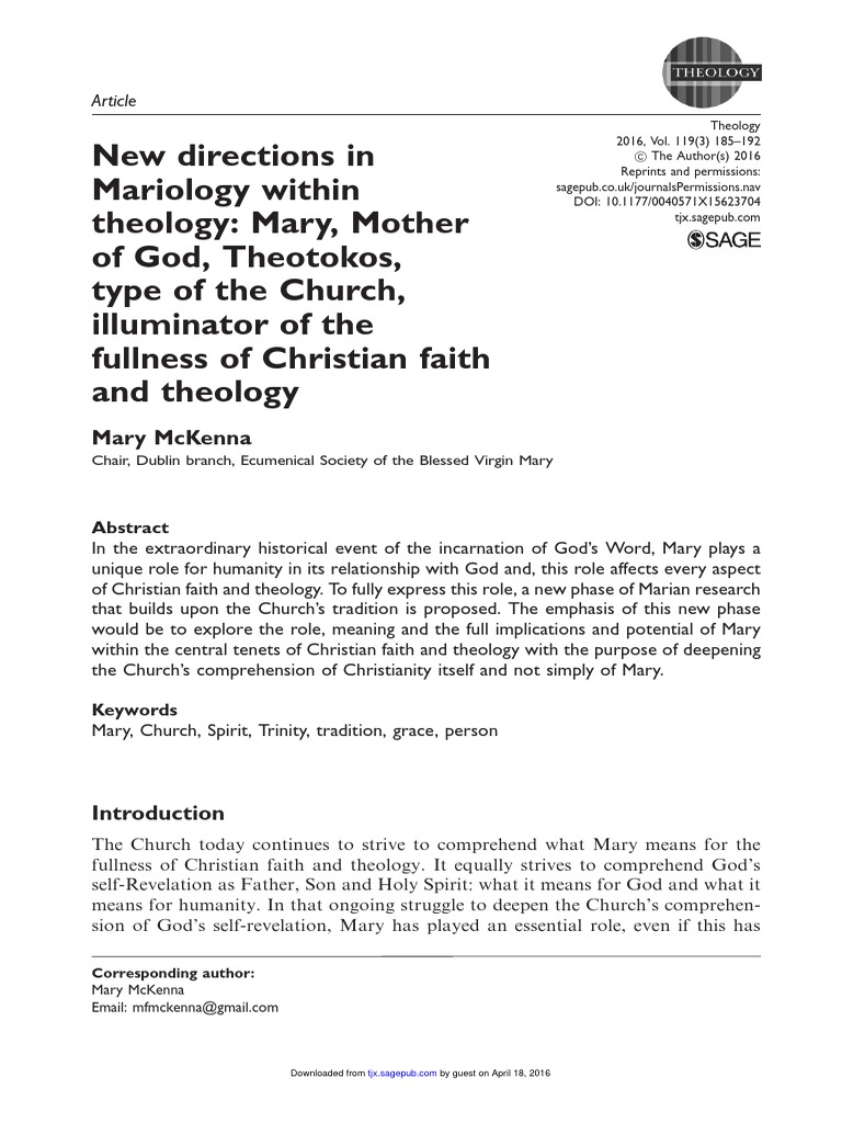 New Directions in Mariology and Christology | PDF | Mary, Mother Of ...