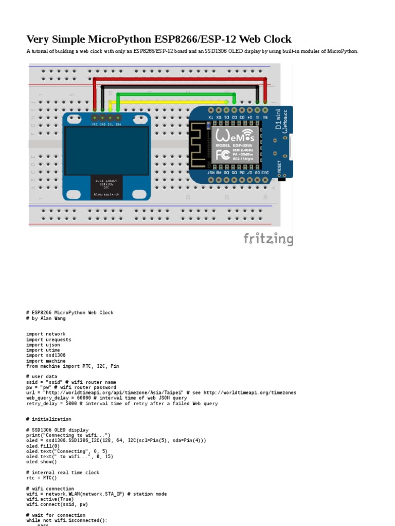 Micropython Esp8266 Esp 12 Web Clock Pdf Json Wi Fi 2019