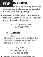 Camera Angles, Movements and Shots | PDF | Tripod (Photography) | Camera
