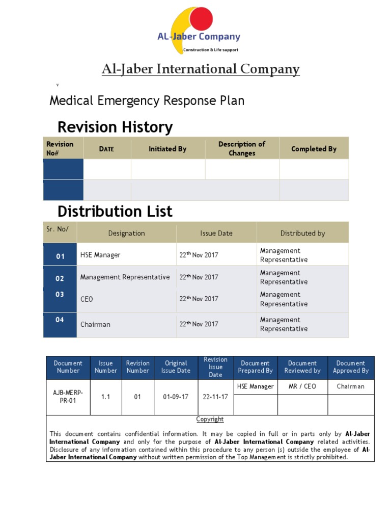 Medical Emergency Response Plan | Download Free PDF | Emergency | First Aid