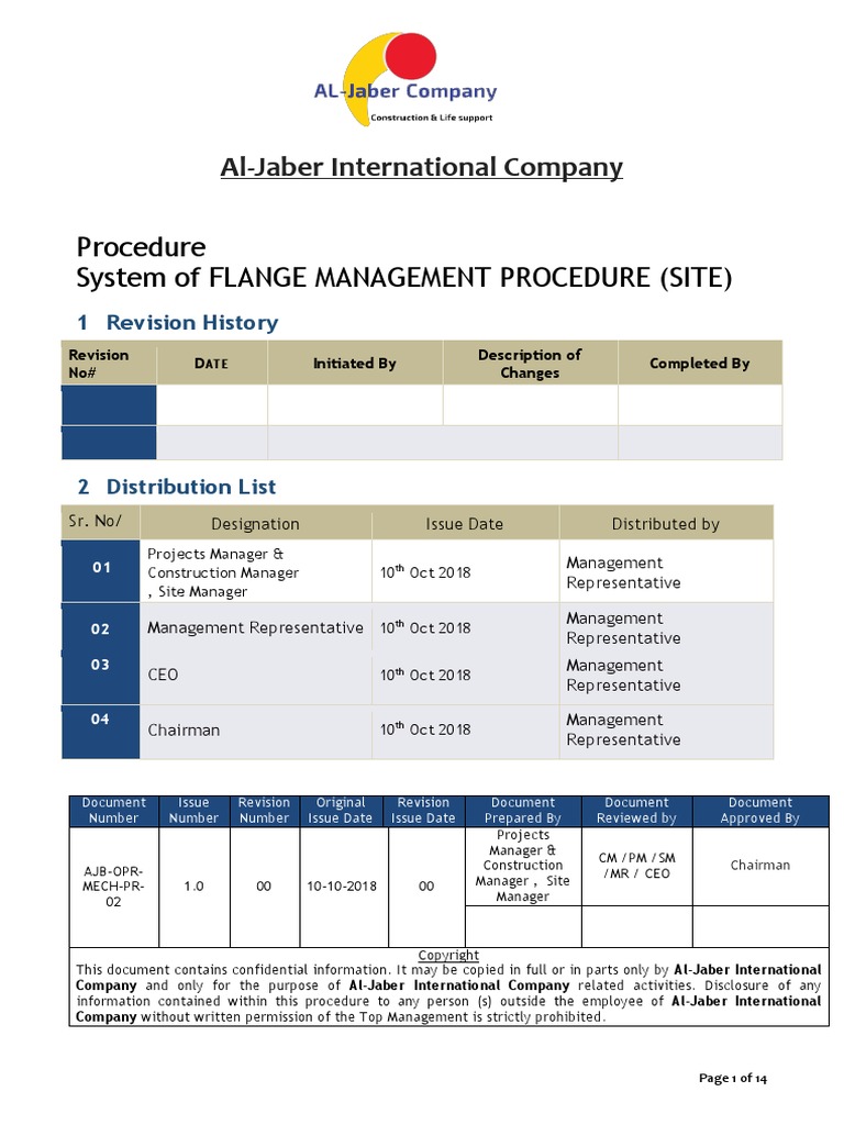 Procedure System of Flange Management Procedure (Site) | PDF | Pipe ...