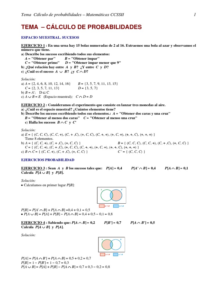 Ejercicios Probabilidad | PDF | Probabilidad | Probabilidades y estadísticas