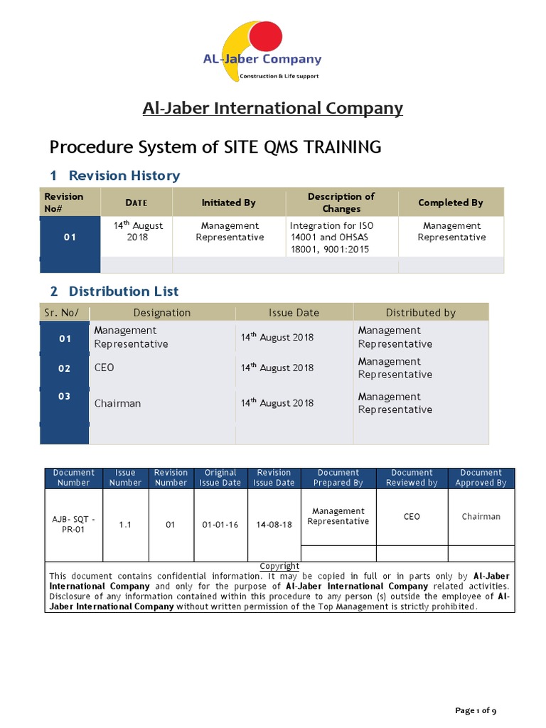 Procedure System of Site Qms Training | PDF | Gas Turbine | Sustainable ...