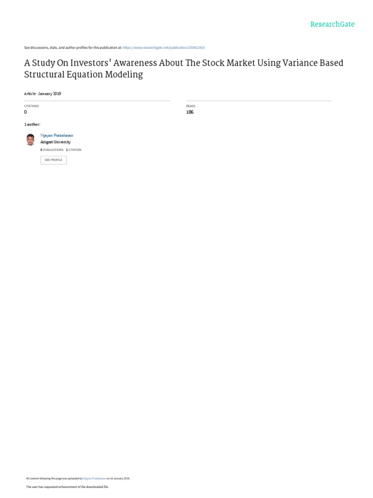 Awareness On Stock Market | PDF | Investor | Stock Market
