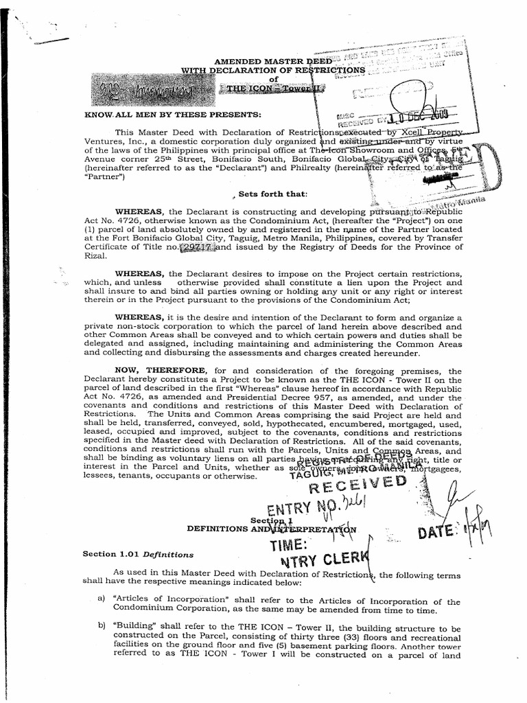 Master Deed of Restrictions | PDF