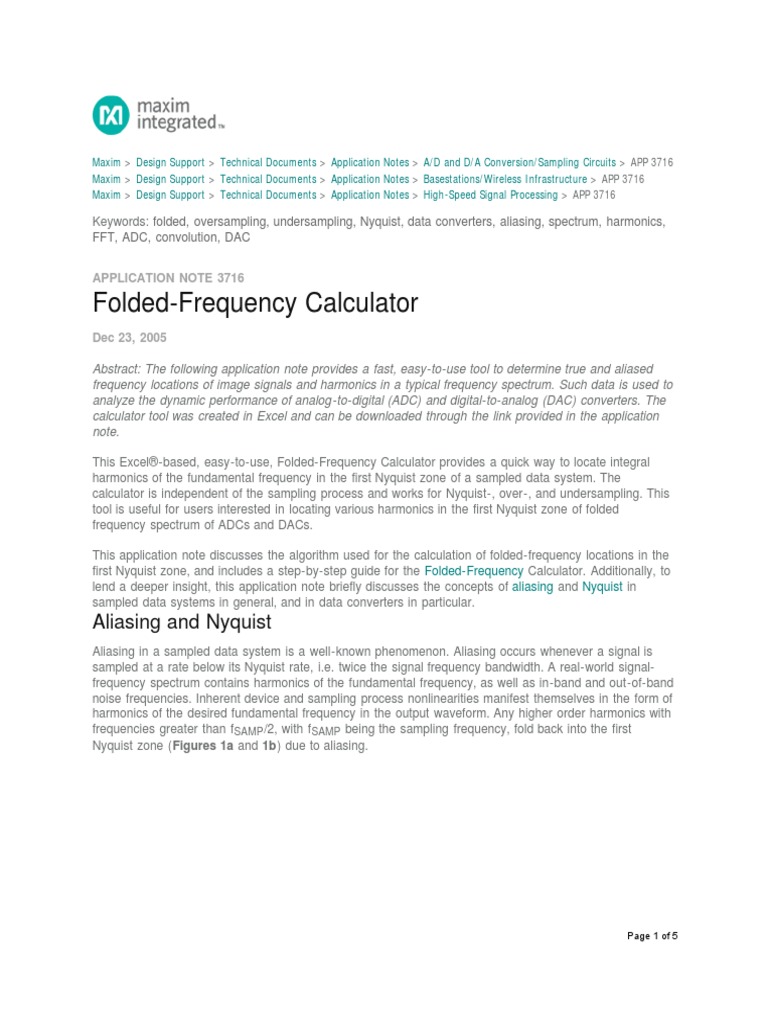 Folded-Frequency Calculator: Aliasing and Nyquist | Download Free PDF ...