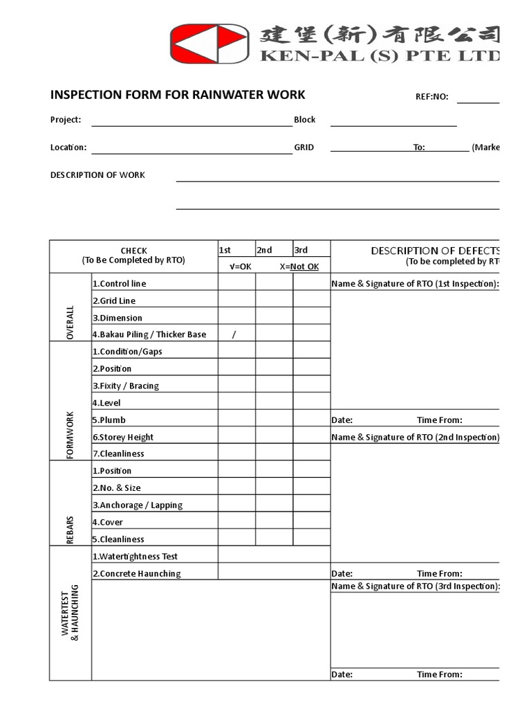 TPN8C30 M&E Inspection Form | Wall | Pipe (Fluid Conveyance)