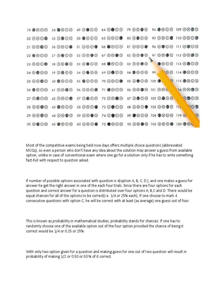 Therory of Probability and Negative Marking System | PDF | Multiple ...