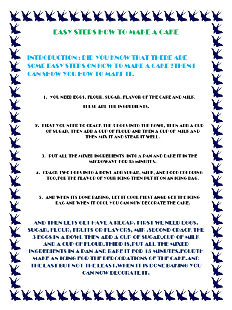 Easy Steps How To Make A Cake | PDF | Cakes | Egg