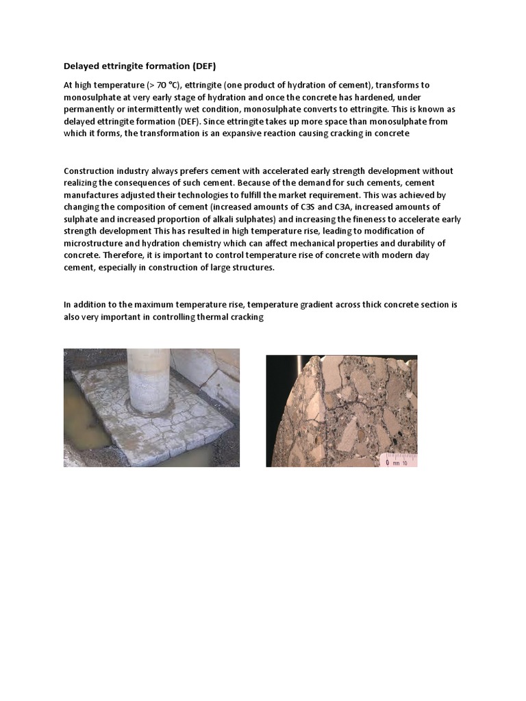 Delayed Ettringite Formation (DEF) | PDF