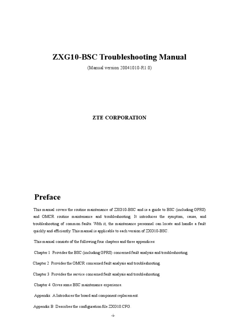 01 ZXG10 BSC Troubleshooting Manual | PDF | Troubleshooting | Windows ...