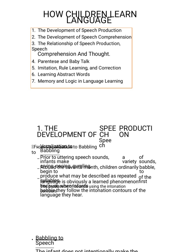 How Children Learn Language | PDF | Speech | Language Mechanics