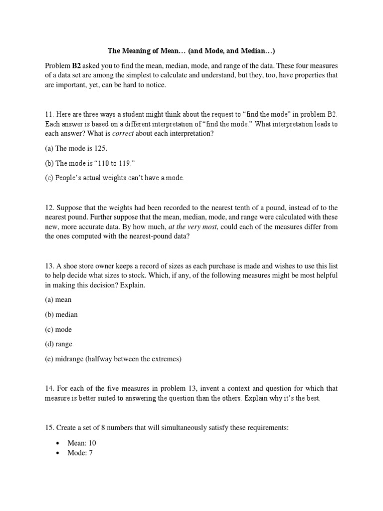 Mean, Median, Mode... MATH Investigation | PDF | Mean | Median