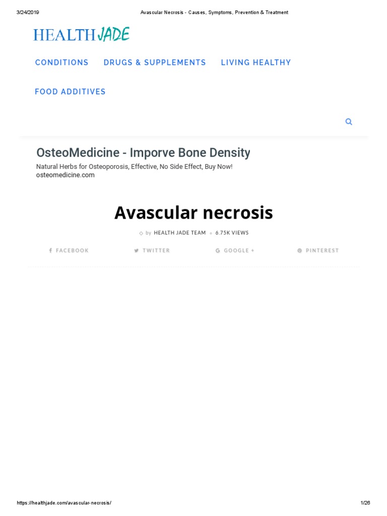 Avascular Necrosis Causes Symptoms Prevention And Treatment Pdf