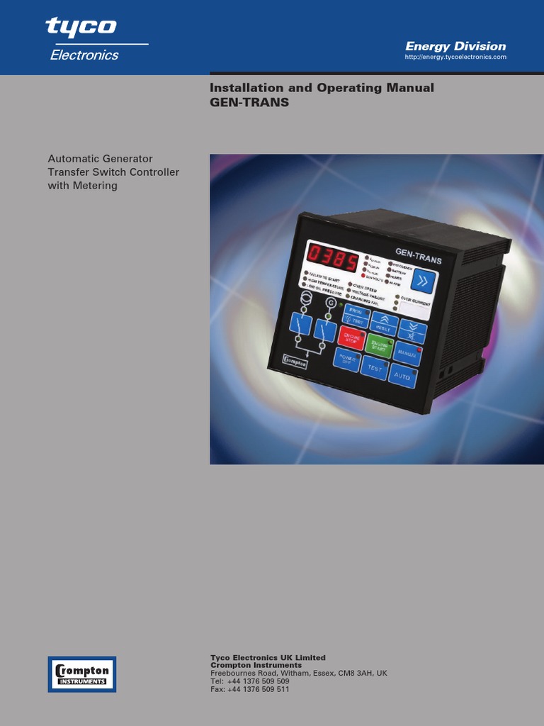 Installation and Operating Manual Gen-Trans: Automatic Generator ...